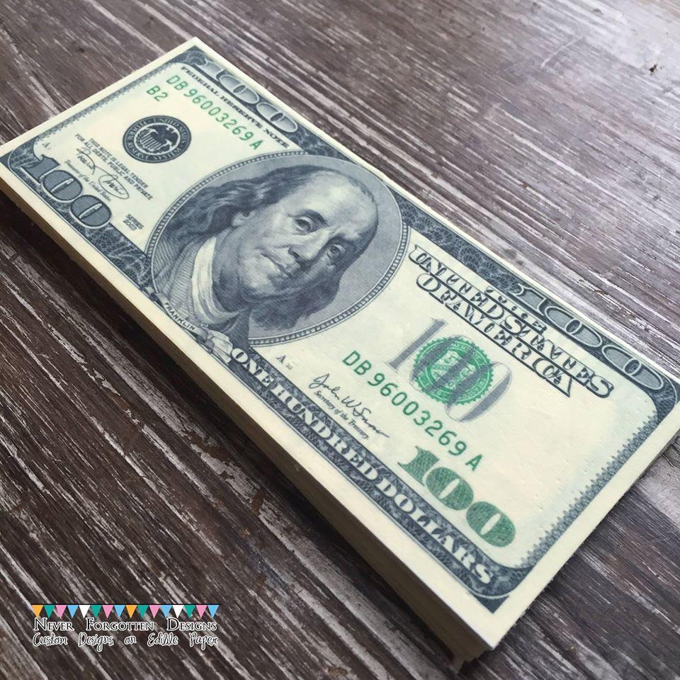 Edible Life Size Precut Money $100 Bills on Wafer Paper – Sugar Art Supply