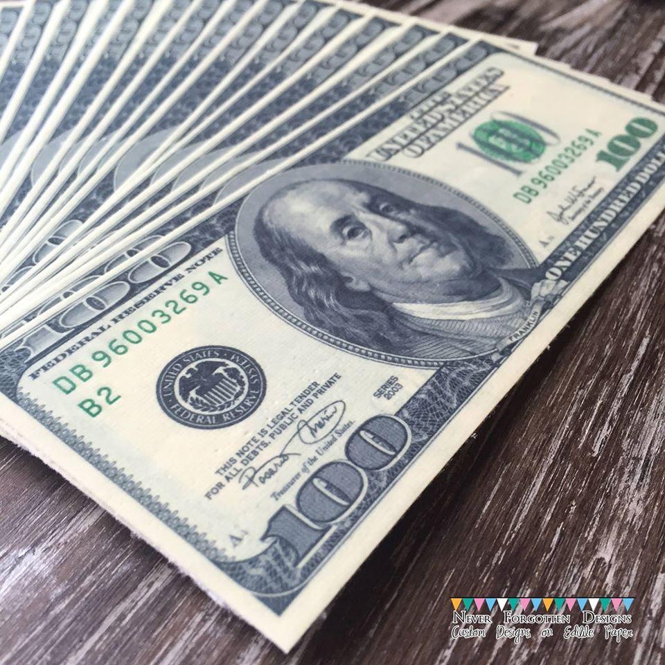 Edible Life Size Precut Money $100 Bills on Wafer Paper – Sugar Art Supply