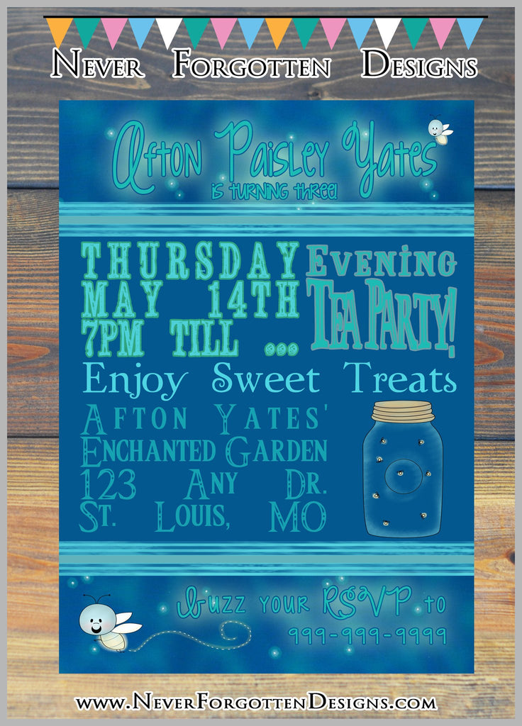 Lightening Bug Evening Tea Party Birthday Party Invitation – Sugar Art ...