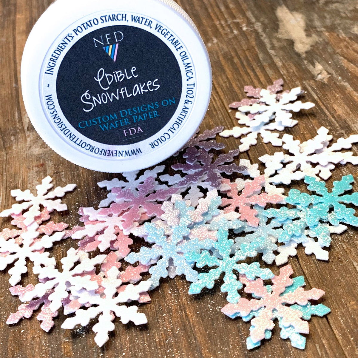 Bulk Order Edible Snowflakes Sprinkles Infused with Flash Dust Glitter ...
